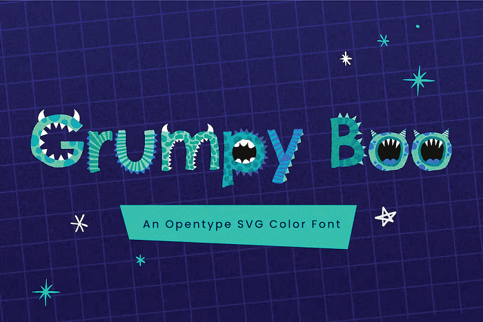 پرو تمپلیت | فونت انگلیسی فونت رنگی Grumpy Boo